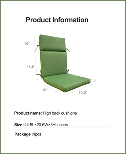 BOSSIMA Indoor Outdoor High Back Chair Cushions Replacement Patio Chair Seat Cushions Set of 4 Slate Grey