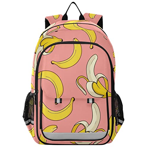 ALAZA Banana on Pink Backpack Cycling, Running, Walking, Jogging