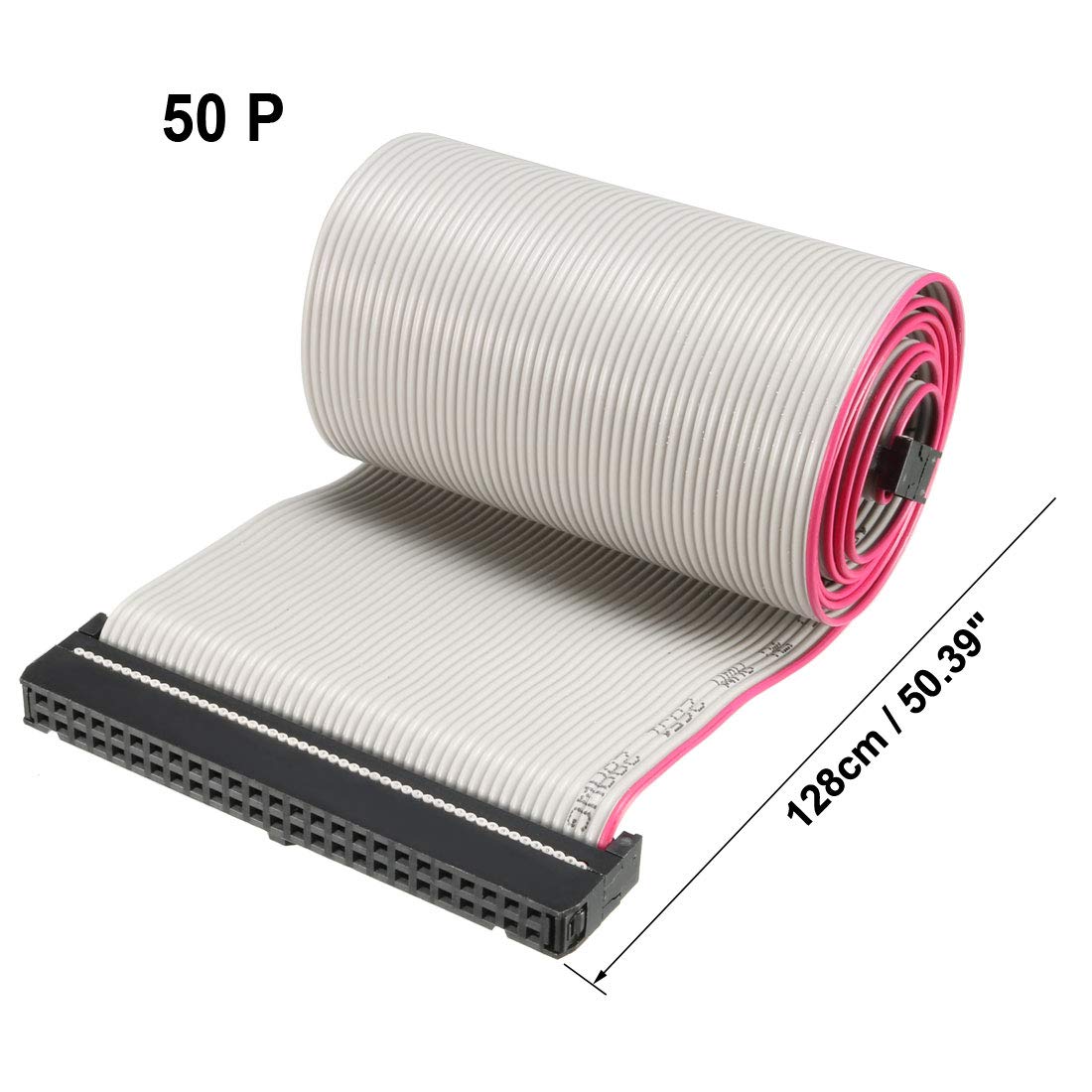 uxcell IDC Gray Wire Flat Ribbon Cable 50 Pins 128cm Length 2.54mm Pitch Type-C