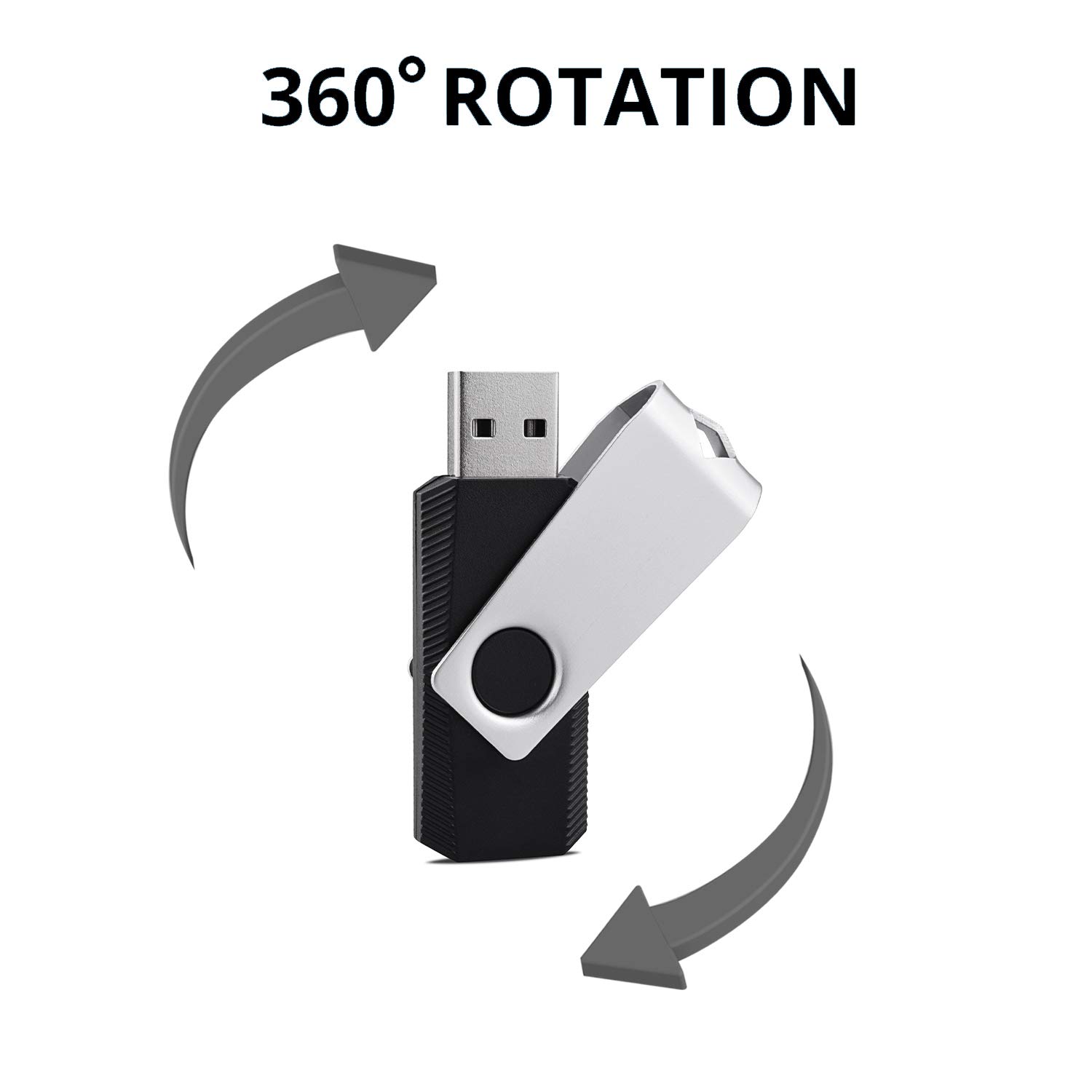KEXIN 10 Pack 64GB Flash Drive USB Flash Drive Thumb Drive Memory Stick USB Drive Swivel Drive Jump Drive Black (64 GB, 10 Pack)