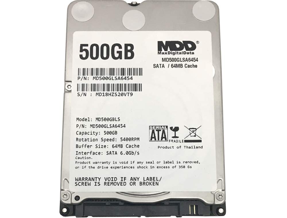 MaxDigitalData 500GB 5400RPM 64MB Cache SATA 6Gb/s 7mm 2.5in Notebook/Mobile Hard Drive (MD500GLSA6454S) - 2 Year Warranty