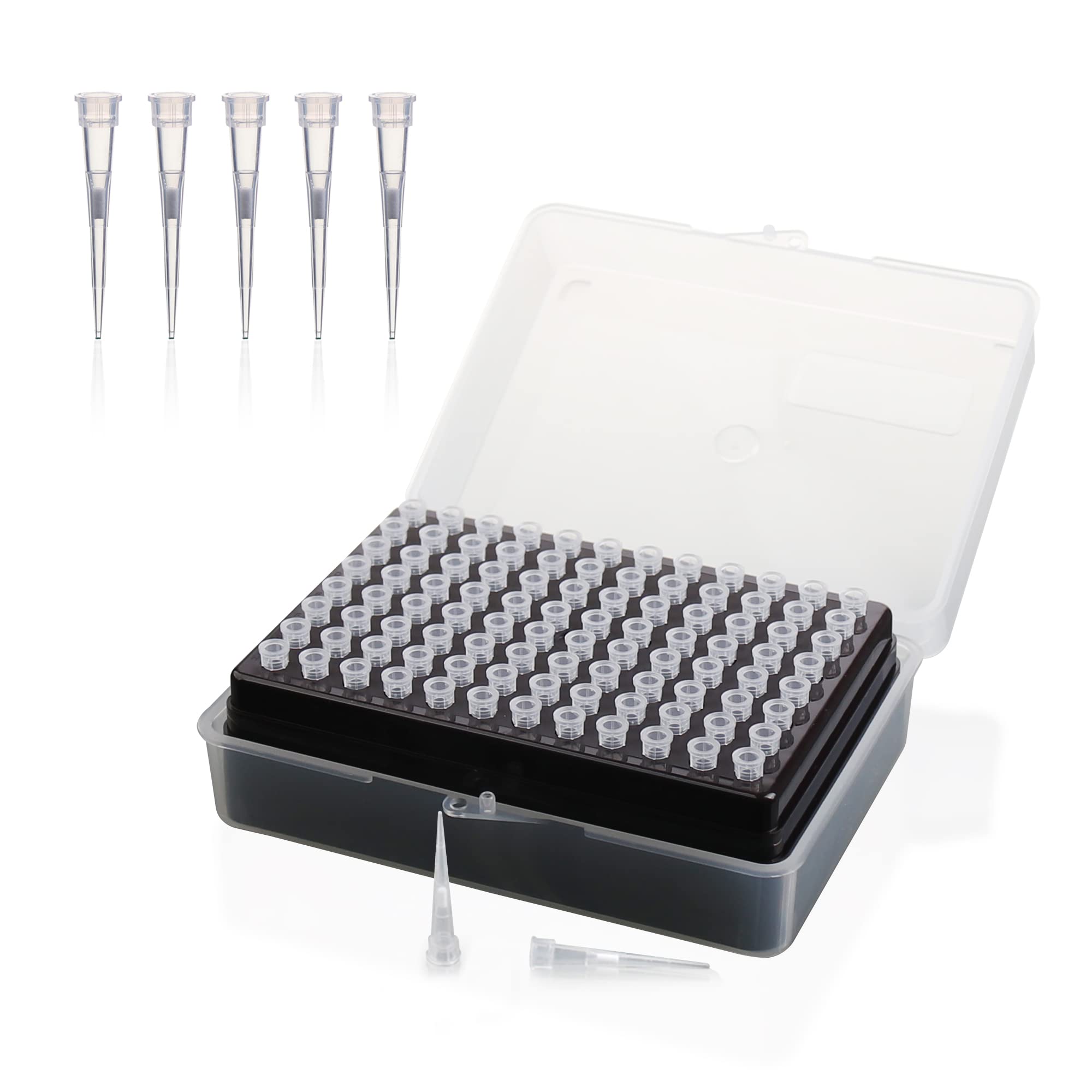 Maccx Disposable Filtering Pipette Tips, Universal Filter Pipette Tips, 960pcs of Vol. 10 μL, Molded Graduation, 96 Tips/Rack x 10 Racks, PTF010-960
