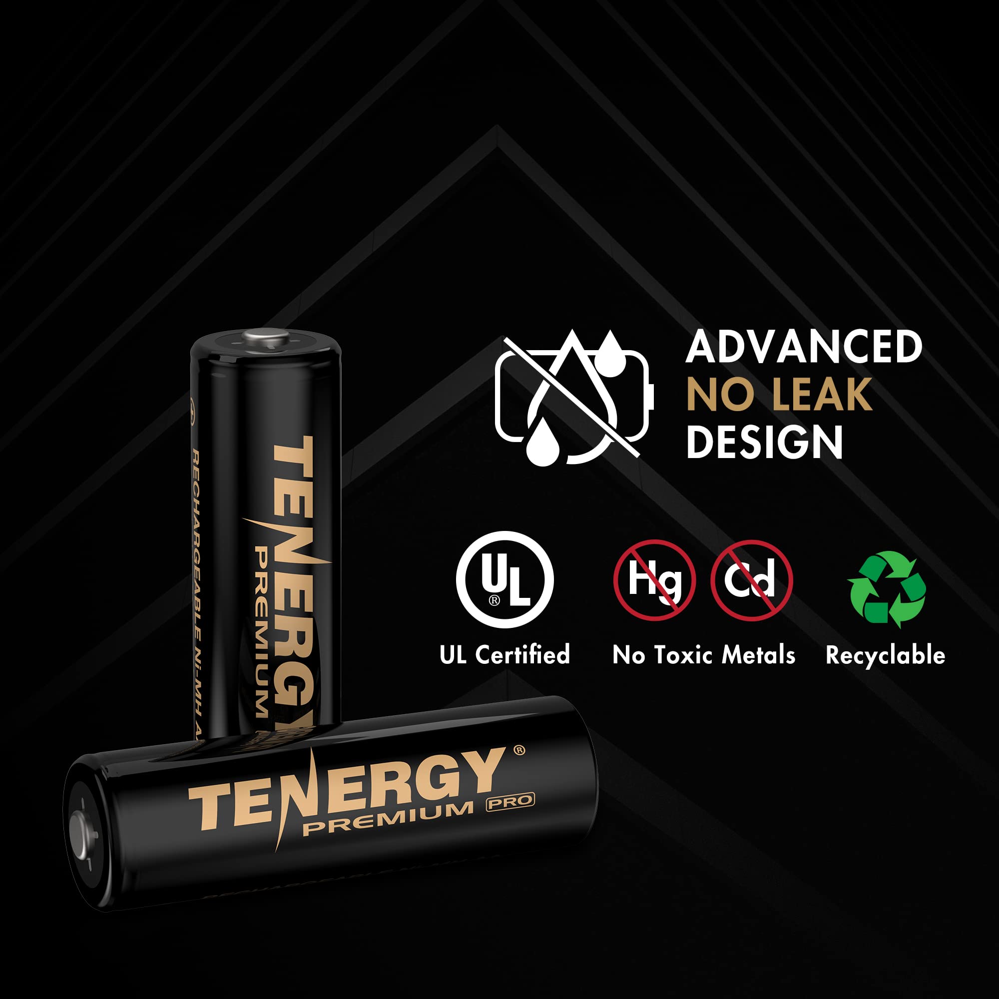 Tenergy Premium PRO Rechargeable AA and AAA Batteries, High Capacity NiMH 2800mAh AA 1100mAh NiMH AAA Batteries, 24 Pack 12AA and 12AAA Rechargeable Batteries