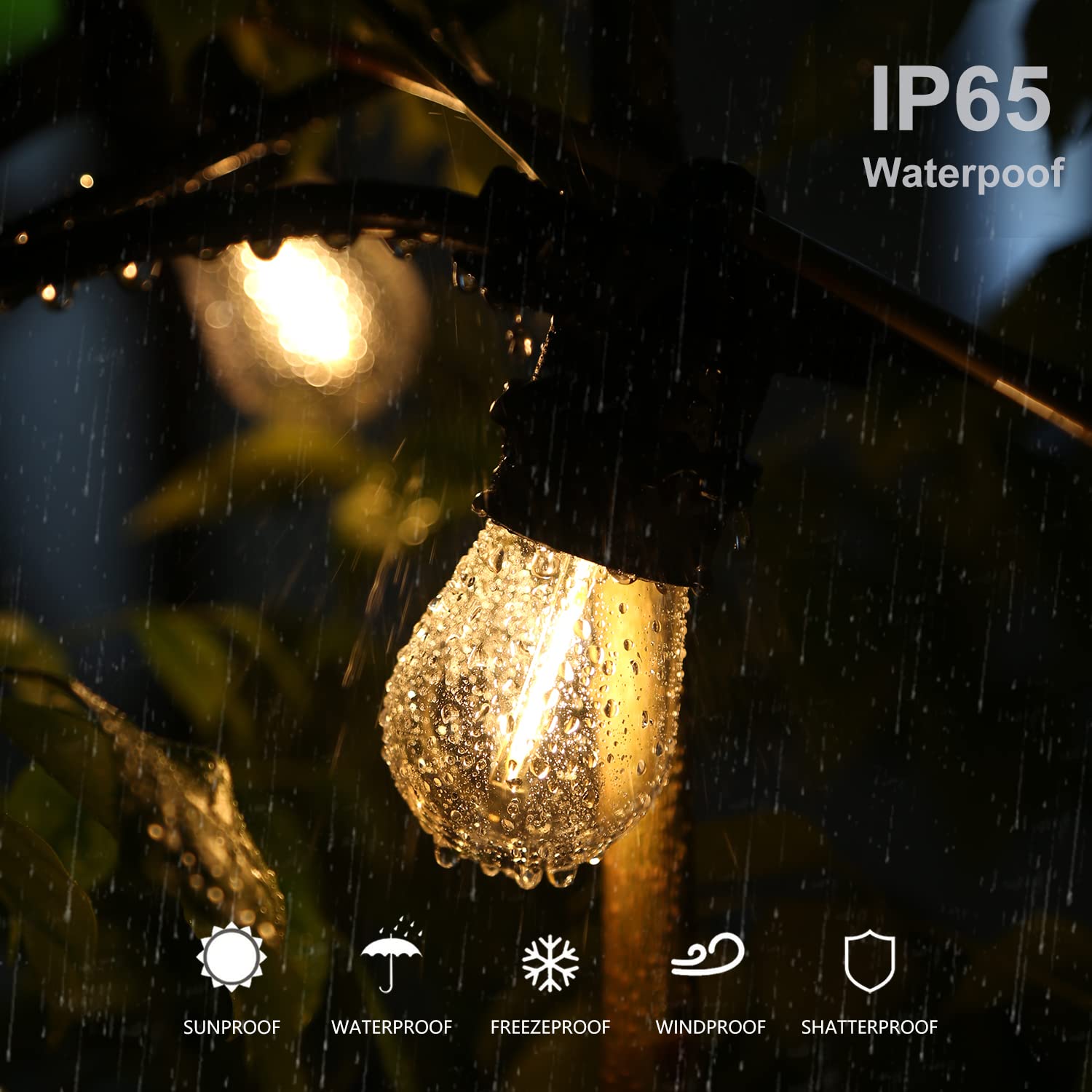 Waterproof Shatterproof S14 LED Bulb,String Light Bulbs 1W Equal to 10W Incandescent, Outdoor String S14 Replacement Light Bulbs,Suitable for patio, gardens,Room.Warm White 2200K, E26,120V(15PACK)