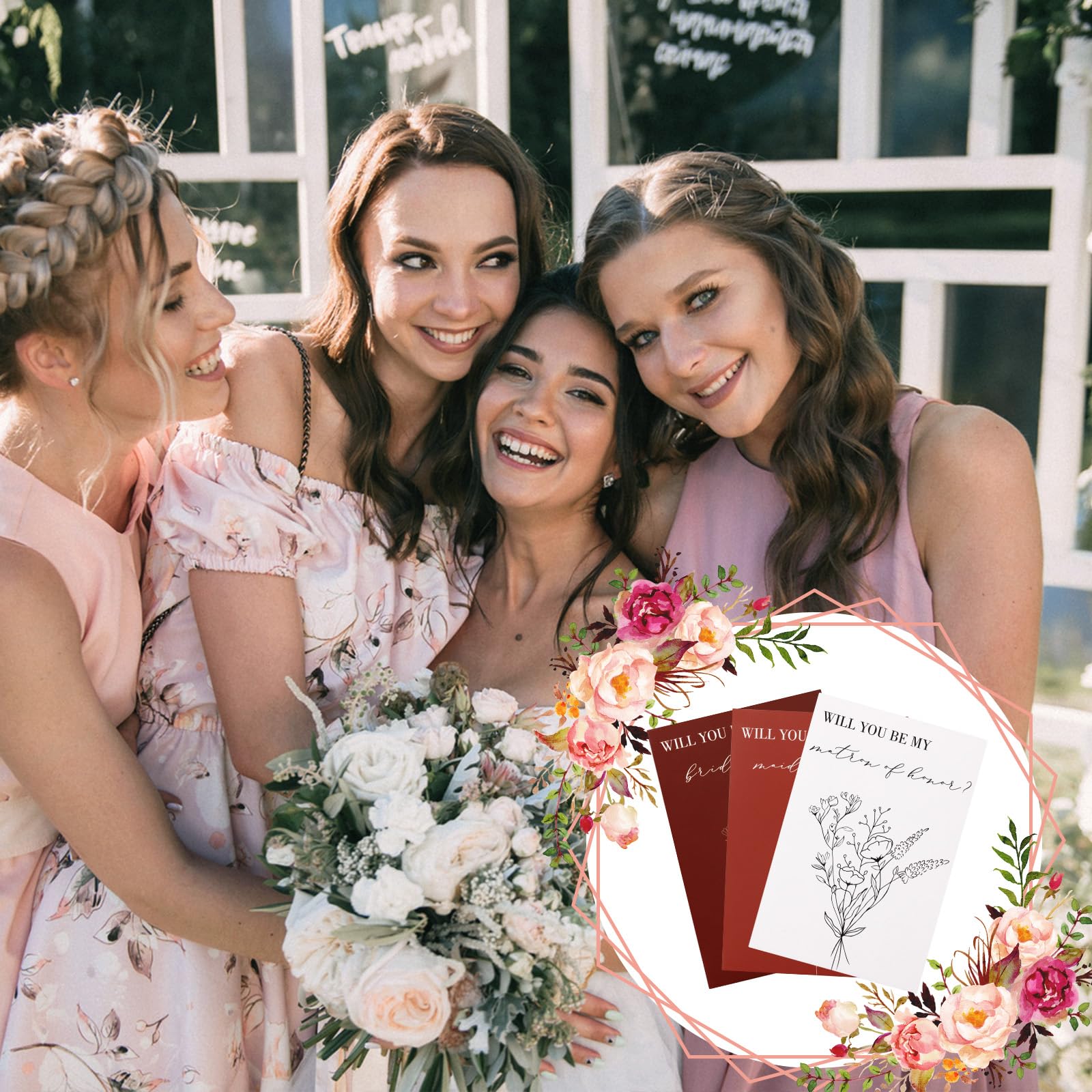 Eaezerav Bridal Shower Games Will You Be My Bridesmaid Cards with Envelopes, 16 Pcs Bride to Be Cards for Wedding Party Proposal (wine red)
