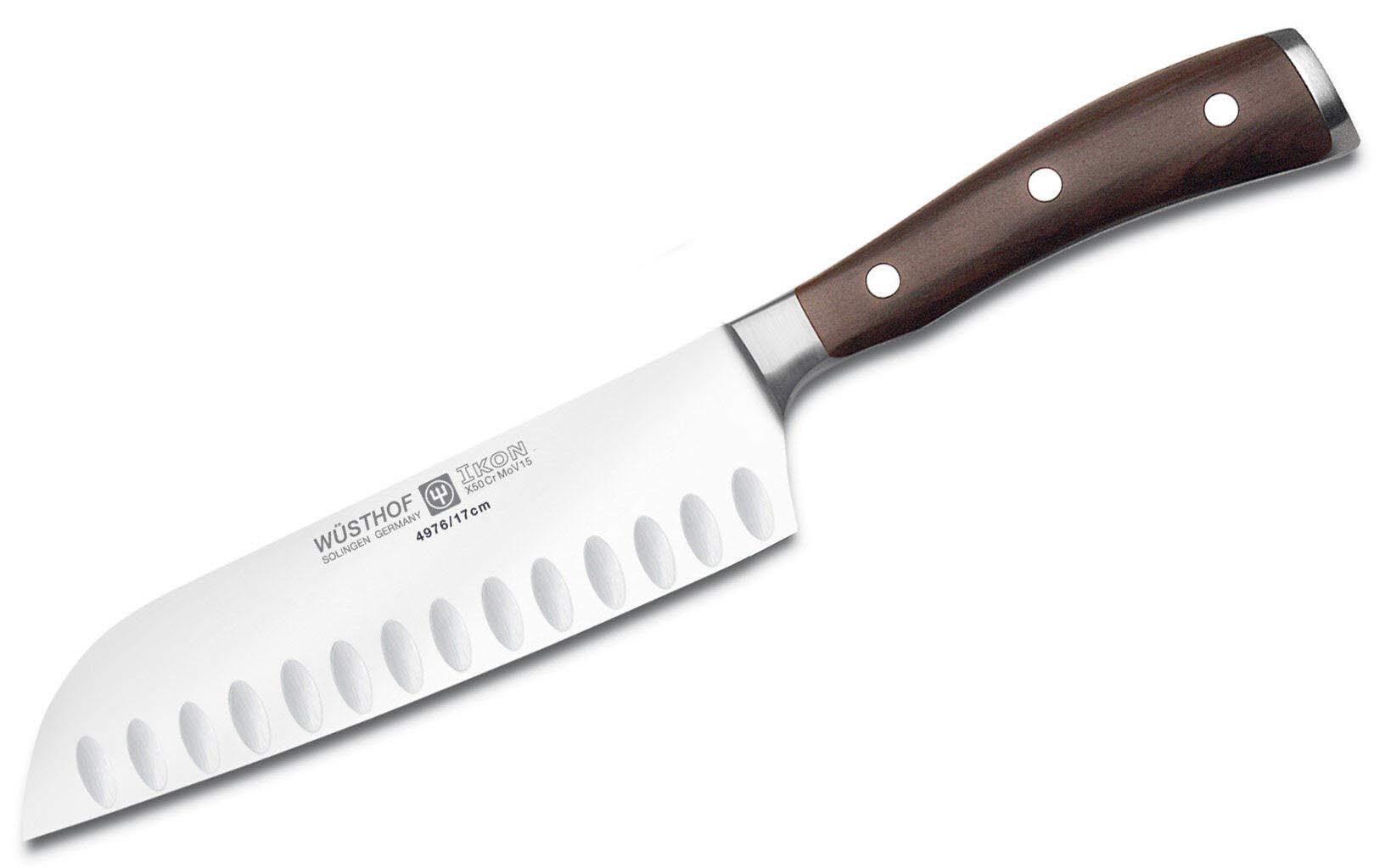 WÜSTHOF IKON Blackwood 7" Hollow Edge Santoku Knife