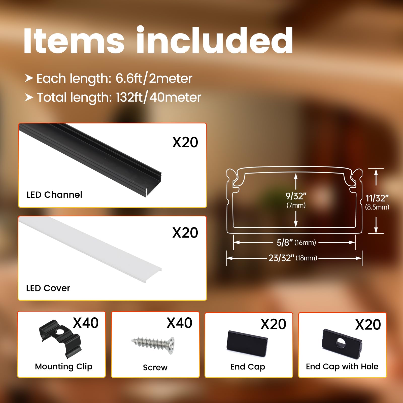 Muzata 10Pack 6.6FT/2M Wider LED Channel Black Aluminum LED Diffuser Channel with Milky White Cover U102 BW 2M