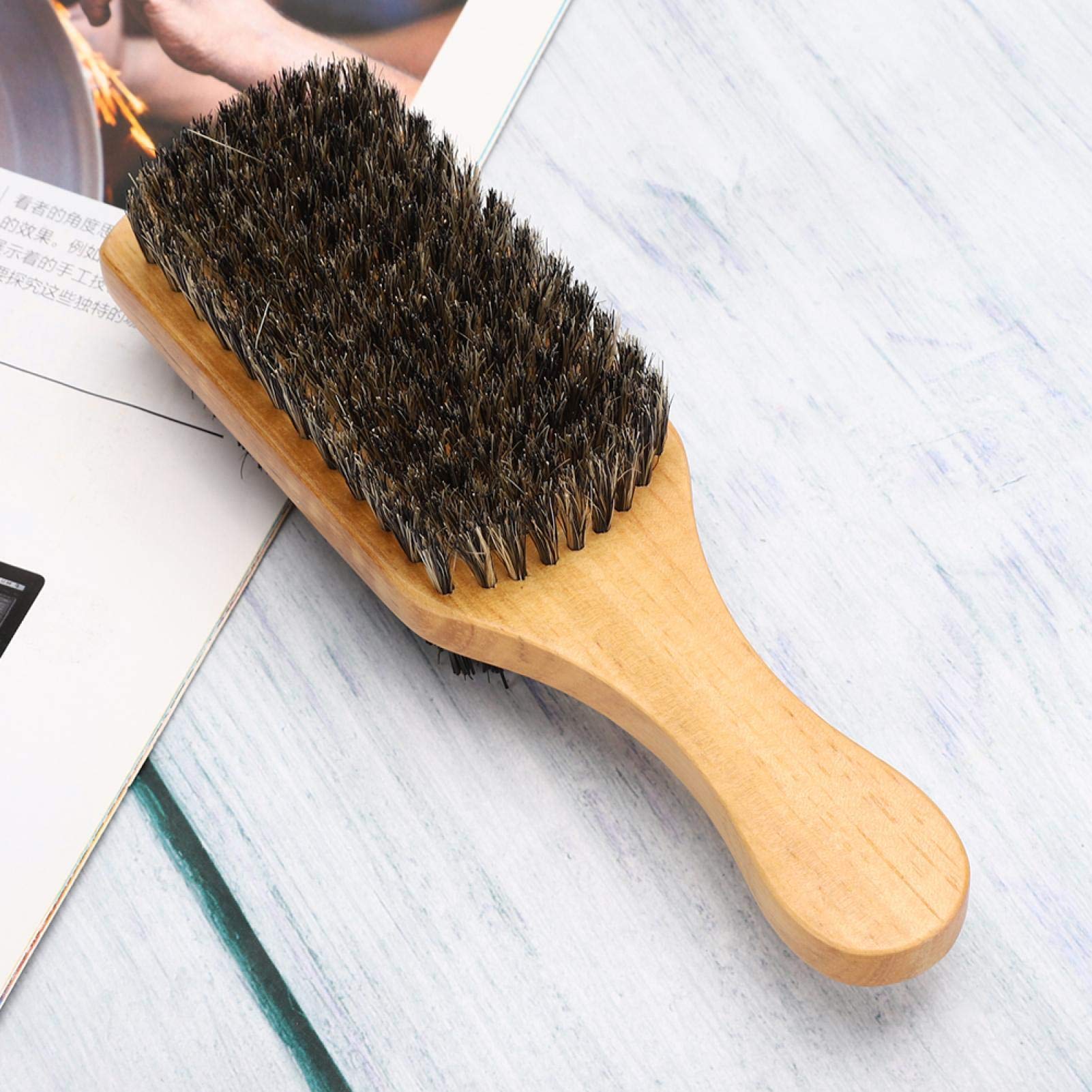 Wooden Beard Brush Moustache Brush,Double-Sided Beard Brush,Professional Beard Brush Shaving BrushesShaving Accessories