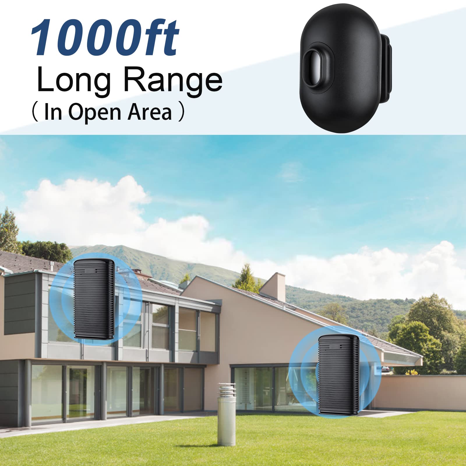 KERUI DW9 Wireless Driveway Alarm Long Range Weatherproof Motion Detector & Sensor - Security Driveway Alert System - Protect Outside Property
