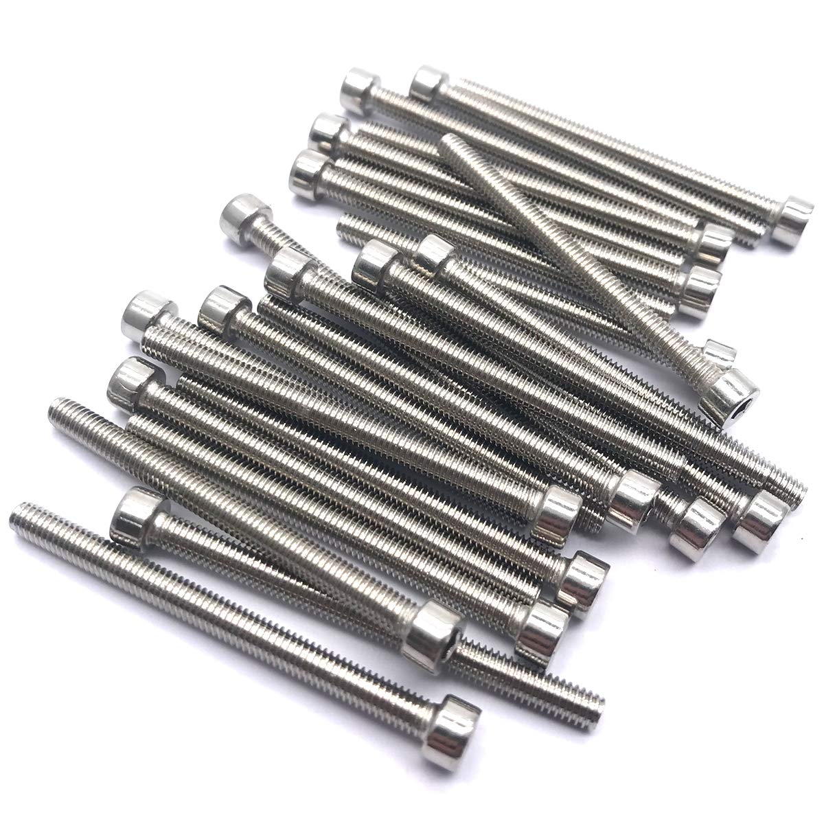 NGe M5 x 60mm Stainless Steel Button Head Hex Socket Cap Screw,Allen Socket Drive,Full Thread,Machine Thread for Full Thread,Shiny Surface,Machine Thread(M5X60MM,25Pcs,Silver)