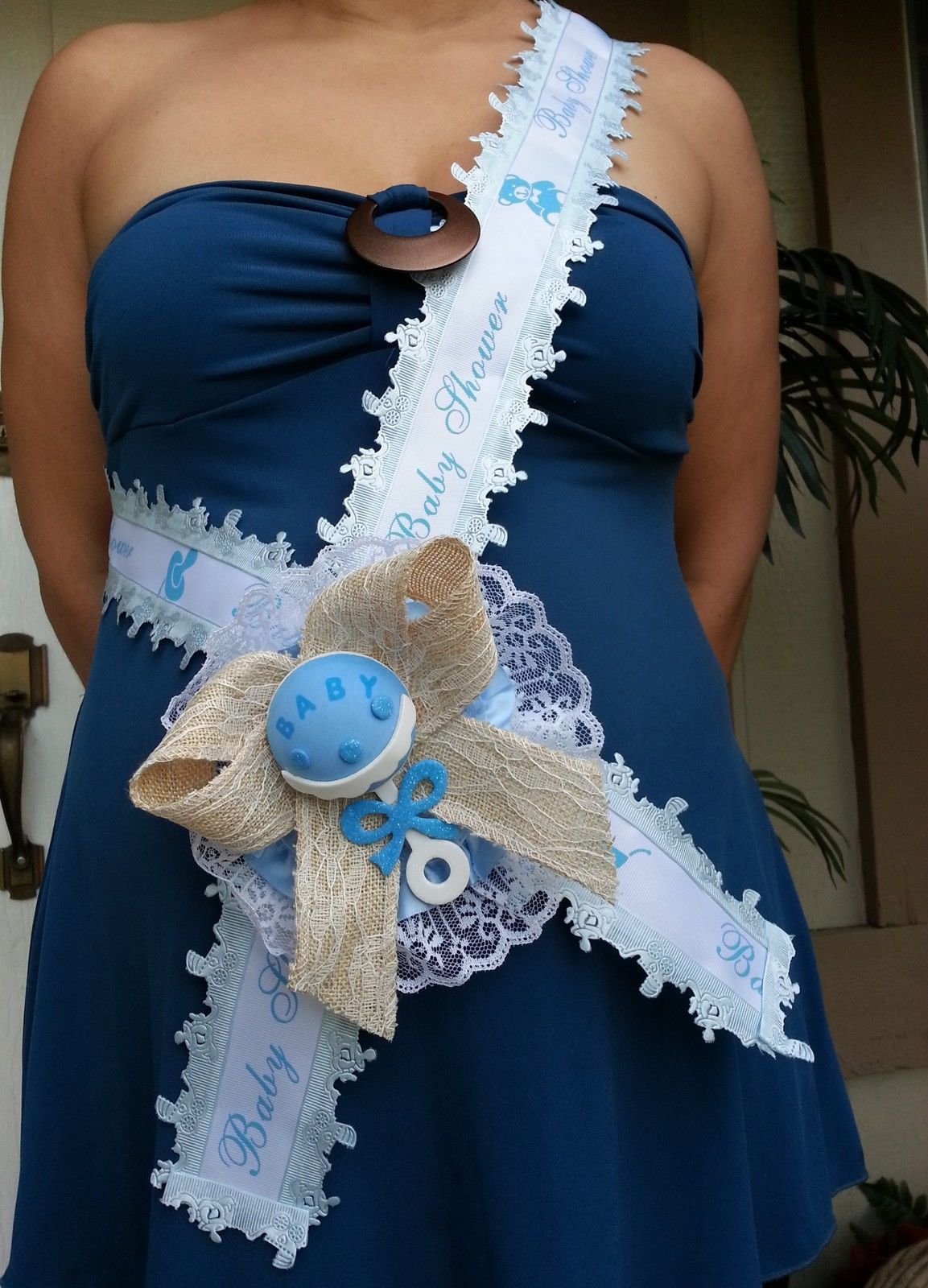 DALIYREPAL Liphontcta Mom to Be It's a Boy Sash Blue with Rattle, Ribbon