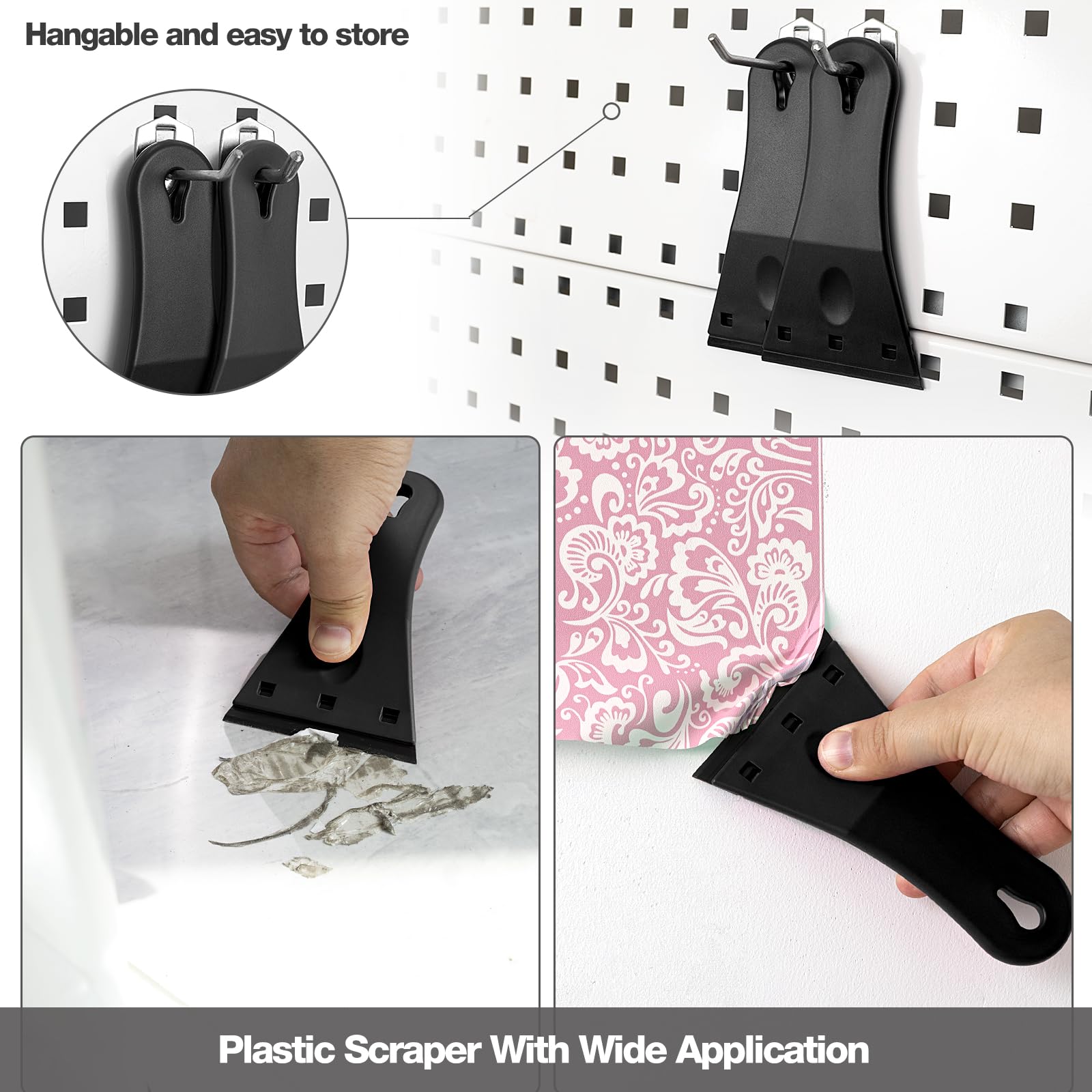 Gomake Plastic Razor Blade Scraper Kit Locking Razor Blade Scraper with Safety Cap, Glass Cooktop Scraper with Blades for Glass Clean, Paint and Old Label,Decal Sticker Remover, Stove Top Scraper Tool