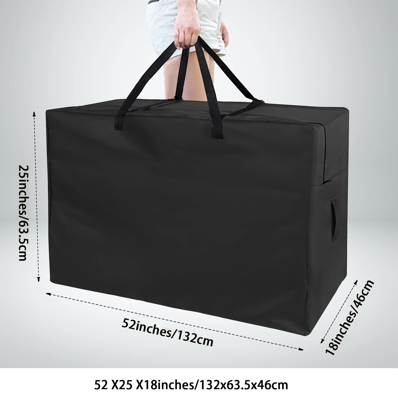 Andacar Folding Mattress Storage Bag for Tri-Fold Mattress, Fits Up for Full 6 Inch Mattress Folding Mattress Bag Trifold Memory Foam Mattress Case- 54 x 25 x 19 Inches