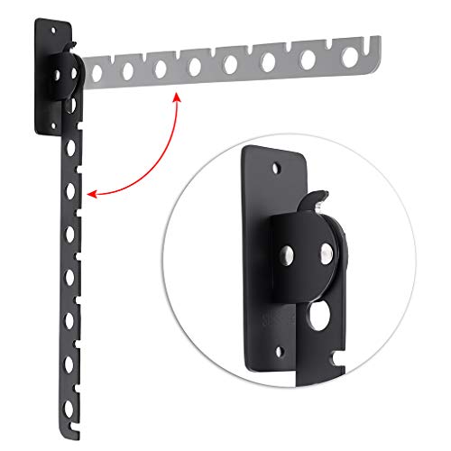 Sumnacon 12 Inch Stainless Steel Clothes Hanger Racks - 2Pcs Wall Mounted Folding Garment Hooks with Screws, Space Saver Clothing and Closet Storage Organizer for Laundry Room Bedroom Bathroom, Black