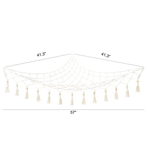 Dahey Stuffed Animal Storage Net Hammock and Macrame Hanging Shelf for Nursery Bedroom Bathroom Living Room Dorm Room