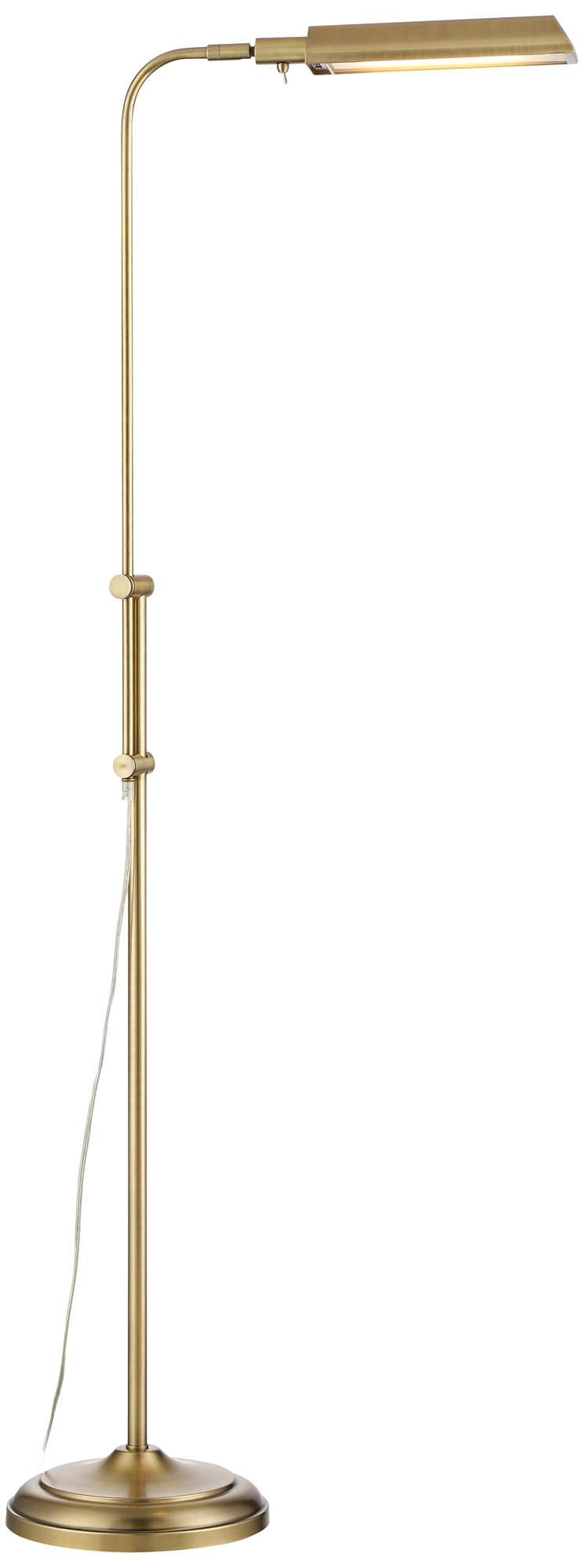 360 Lighting Culver Traditional Pharmacy Floor Lamp Standing LED Adjustable Height Plated 57" Tall Aged Brass Metal Shade Pole Light for Living Room Reading House Bedroom Home Decor