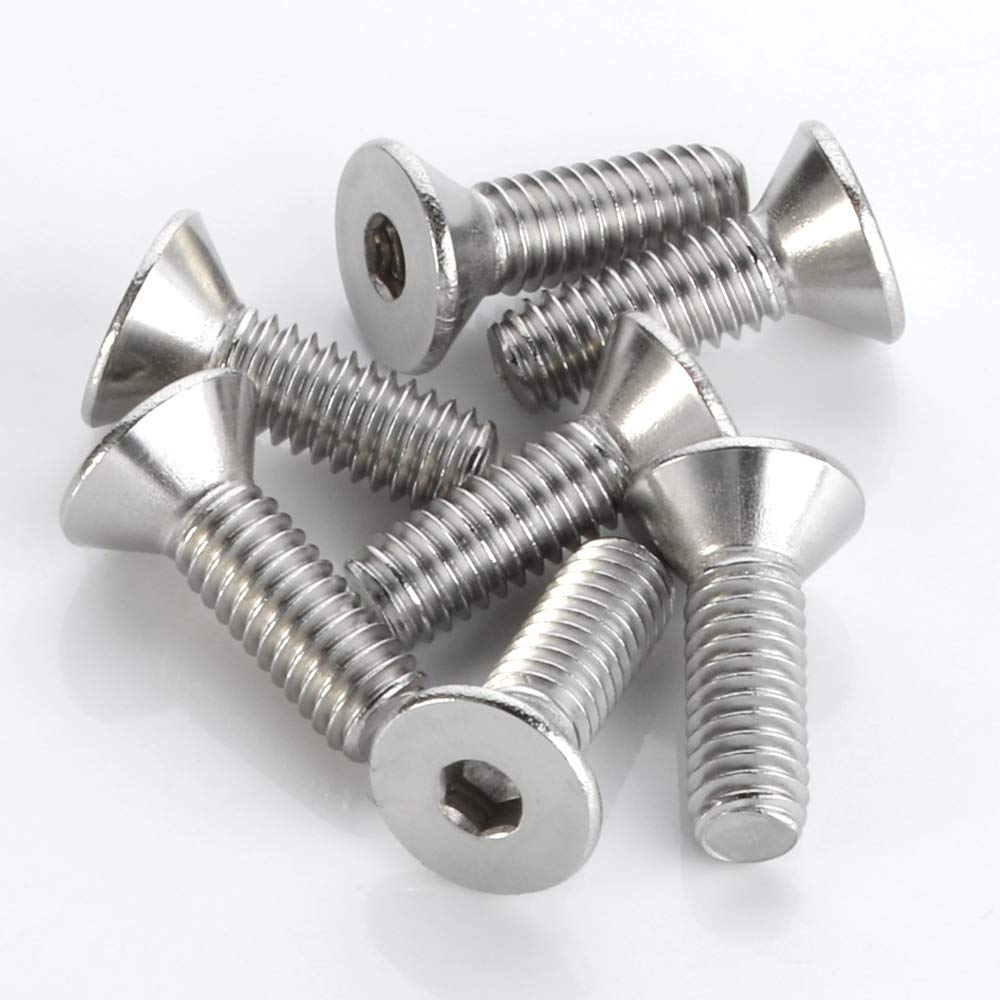 M4-0.7 x 14mm Flat Head Socket Cap Screws Countersunk Bolts, Stainless Steel 18-8 (304), Bright Finish, DIN 7991, Allen Socket Drive, 100 PCS