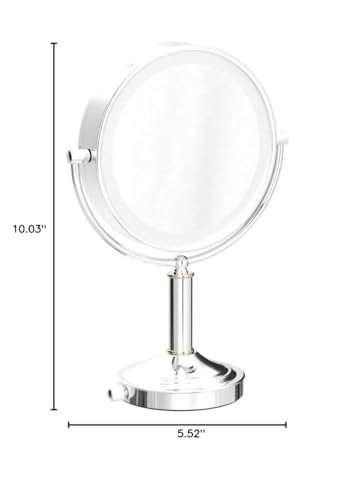 Danielle Creations Professional-Grade Double-Sided L.E.D. Vanity Mirror with Strong 15X Magnification, 360-Degree Rotation, Ultra-Vue Distortion-Free True Image Reflection, Silver Chrome Finish