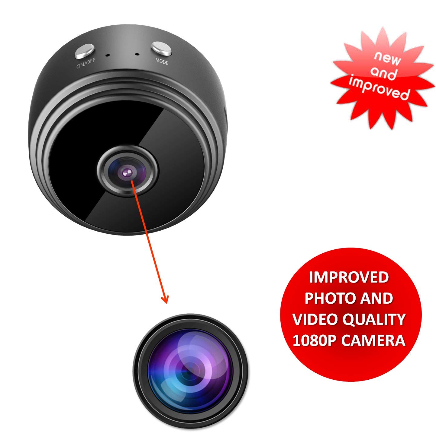 Mini Spy Camera Wireless Hidden Home WiFi Security Cameras with App 1080P, Bundle Night Vision Indoor Outdoor iPhone/Android Phone Small Nanny Cam for Cars etc