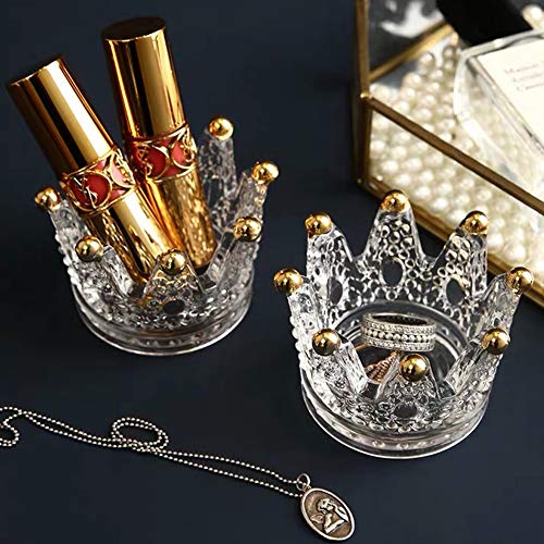 Lemonadeus Beauty Blender Holder Makeup Sponge Holder Crown Glassware Stand Storage Powder Puff Display Stand(2 Pack) (1 gold and 1 clear)