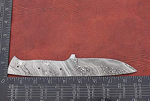 9" Long Straight Back Blank Blade Skinning Knife, Hand Forged Damascus Steel, 4" Scale Space with 3 Pin Hole Space,4.25 inches Cutting Edge