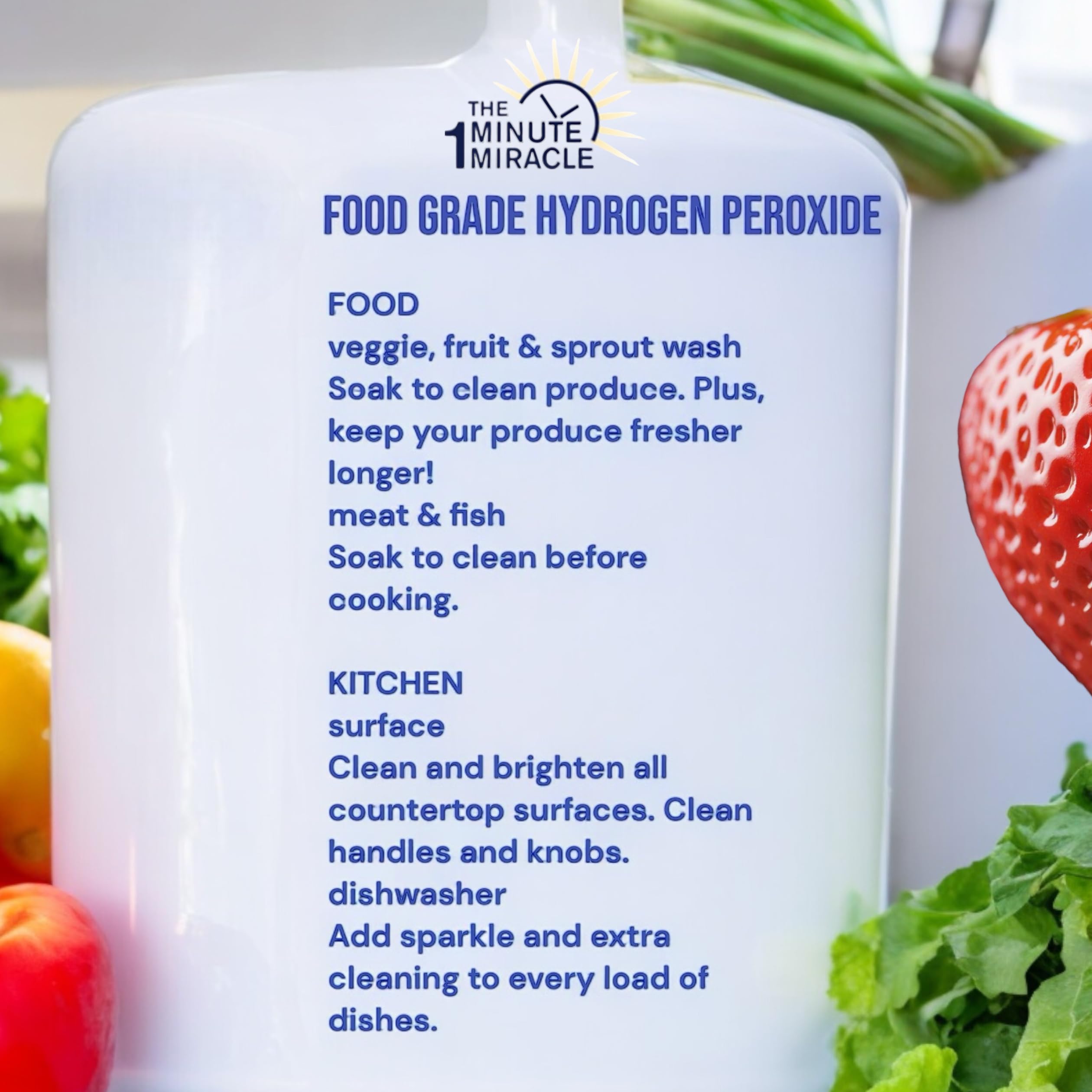 The One Minute Miracle - Miracle Brite Smile Mouthwash and 12% Hydrogen Peroxide Medical Food Grade 8 oz Bottle. Recommended by The One Minute Cure Book