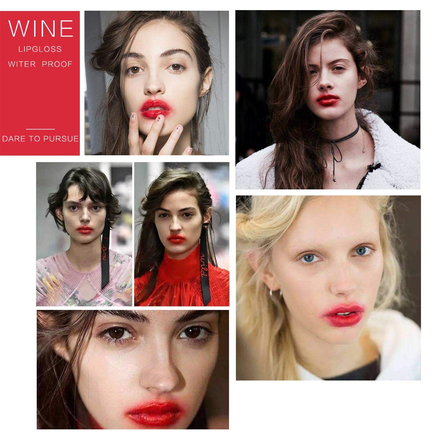 Wine Lip Tint 6 Colors, Waterproof Long Lasting Lip Stain, Non-stick Cup Lip Gloss, Light but Smart, Red and Wonderful, Lipstick Set, Fine Packaging