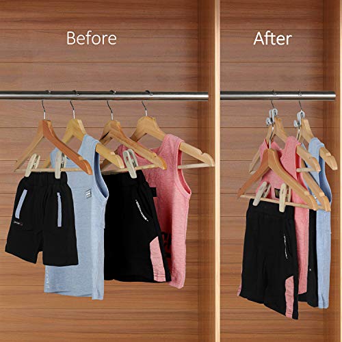 Mlici Connector Hooks Hanger Extenders for Velvet Hangers Coat Clothes Garment, Mini Cascading Velvet Hangers with Hooks, Heavy Duty Huggable Hangers Space Saving(Grey)