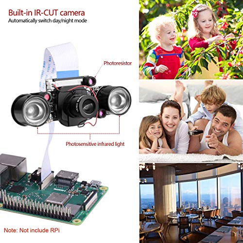 for Raspberry pi Camera Day & Night Vision, IR-Cut Video Camera 1080p HD Webcam 5MP OV5647 Sensor for Raspberry Pi RPi 4 3 B B+ 2B 3A+ 2 1 Zero W by Longruner