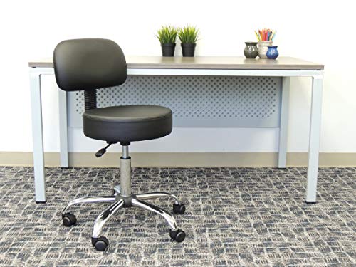 Boss Office Products Be Well Medical Spa Stool with Back in Vinyl, Black