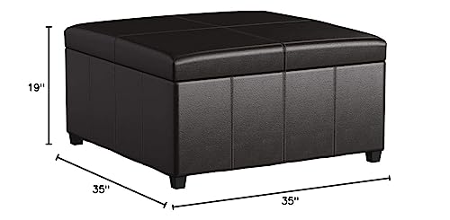 Christopher Knight Home Living Berkeley Brown Leather Square Storage Ottoman, Espresso