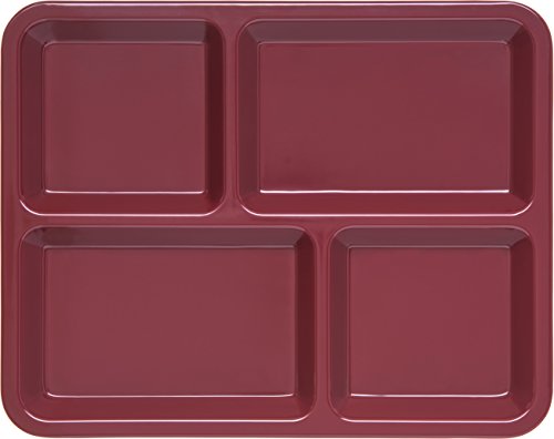 Carlisle FoodService Products Right Hand 4-Compartment Cafeteria / Fast Food Tray, 8.5" x 11", Dark Cranberry