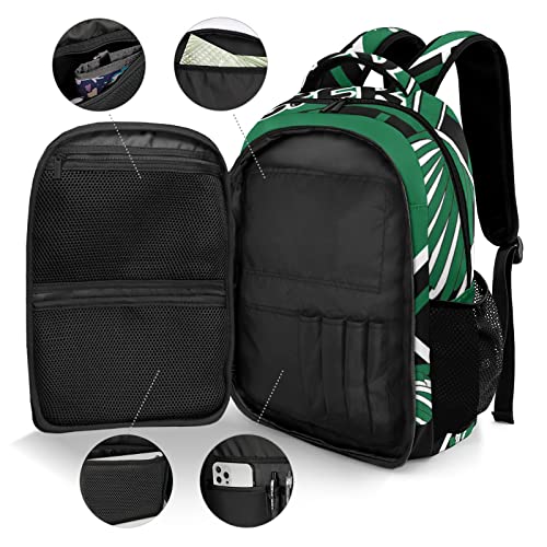 Anneunique Personalized Name Cheerleaders Backpack Name Casual Bag Daypack Cheer Pom Green Black