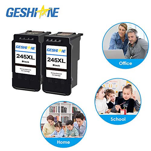 GESHINE 245 XL Ink Cartridge Replacement for Canon PG-245XL High Yield Used for MX492 TS3120 MG2522 MX490 MG2920 MG2922 MG2520 MG3020 TS302 Printer (2 Black)