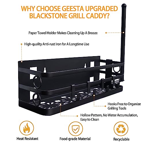 Griddle Caddy for 28"/36" Blackstone Griddles - Grill Caddy Space Saving BBQ Accessories Storage Box with Paper Towel Holder, Griddle Accessories Organizer,Tool Free No Drill