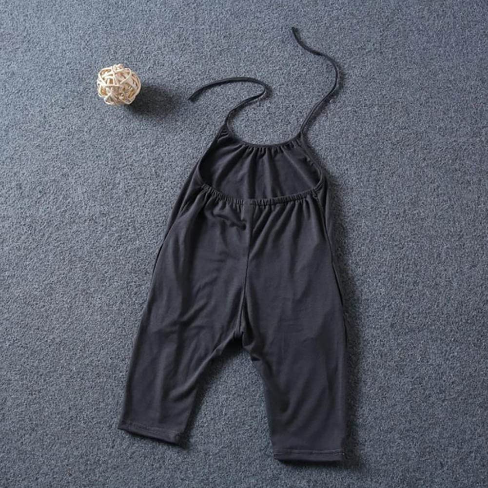 Darkyazi Baby Summer Jumpsuits for Girls Kids Cute Backless Harem Strap Romper Jumpsuit Toddler Pants Size 2-8Y (5T, Grey)
