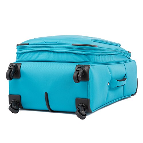 Atlantic Luggage Ultra Lite Softside Expandable Spinner, Turquoise Blue, Checked Medium 25-Inch