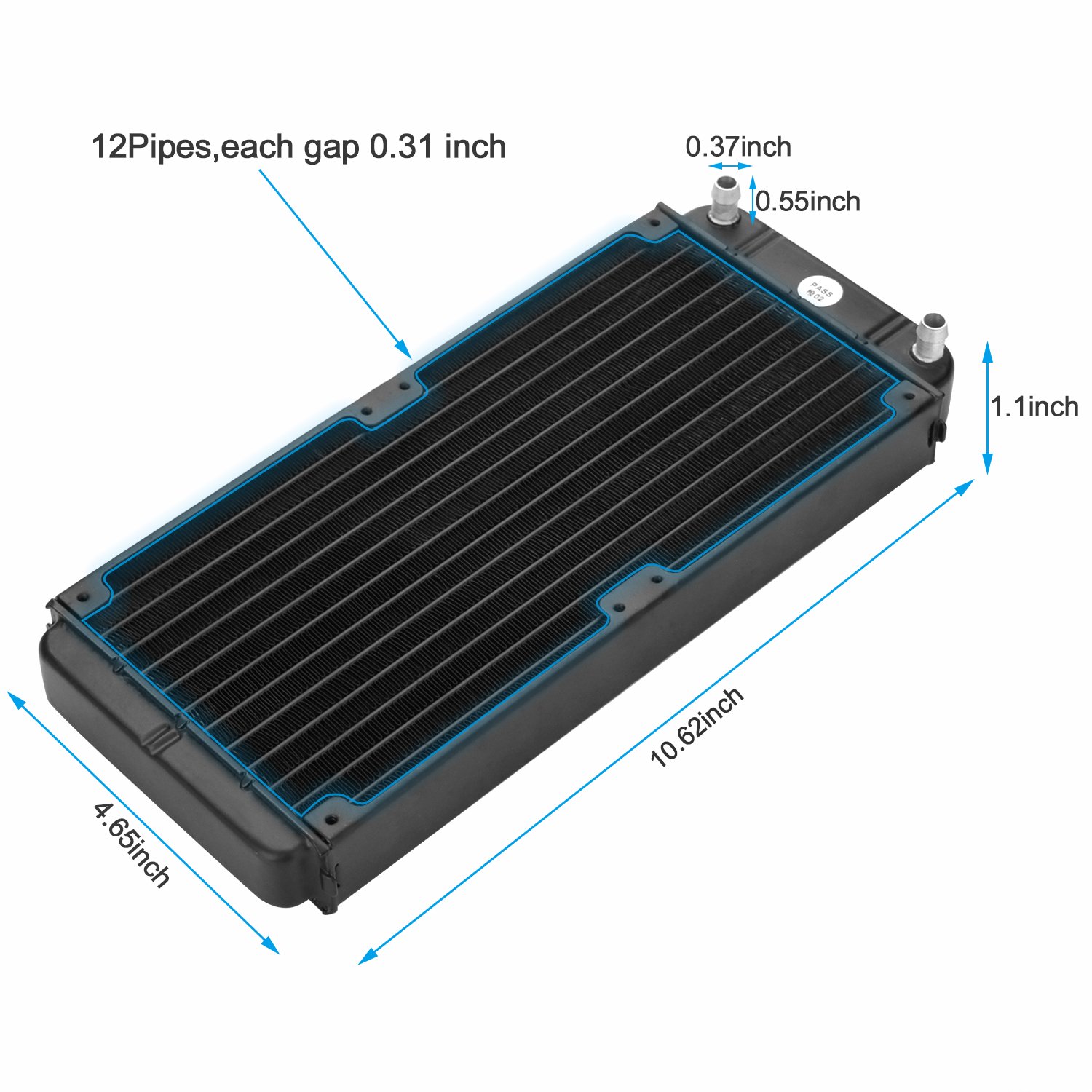FITNATE 12 Pipe Aluminum Heat Exchanger Radiator for PC CPU CO2 Laser Water Cool System Computer R240, 10.62Inch