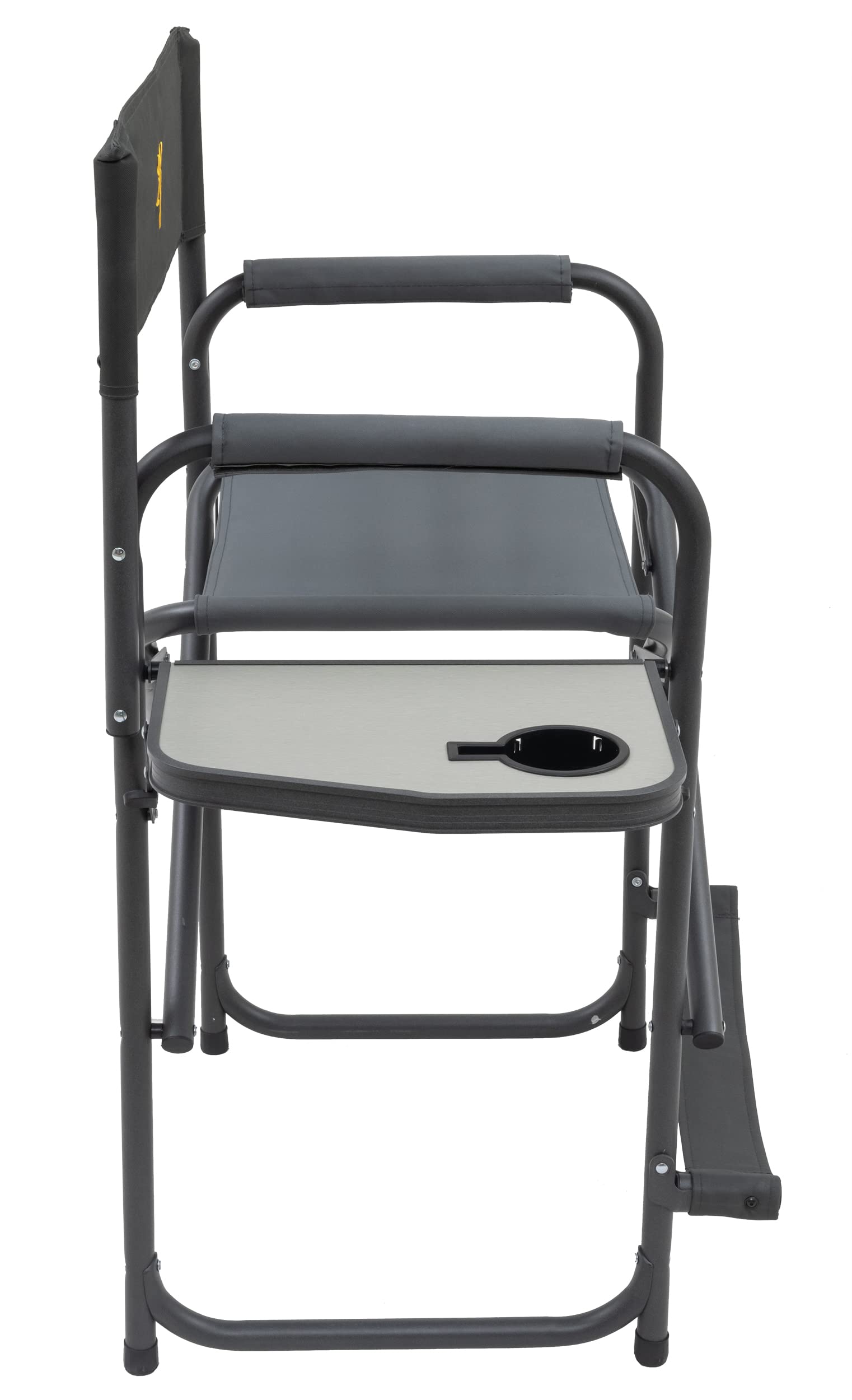 Browning Directors Chair - Outdoor Folding Chairs Made with Durable Fabric and Sturdy Aluminum/Steel Frame, with Extra Tall Seat and Flip-Down Footrest, Plus, Charcoal/Gray