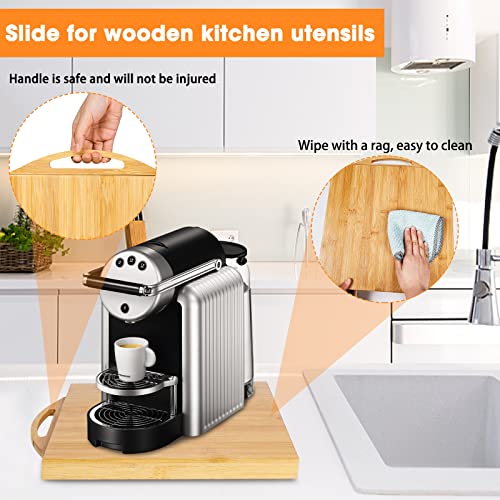 Bamboo Kitchen Appliances Slider,Save Counter Space,Underneath Cabinet Countertop Appliance Sliding Tray for Heavy Espresso Coffee Maker Pot K-Pod Holder Toaster Blender Air Fryer Stand Mixer