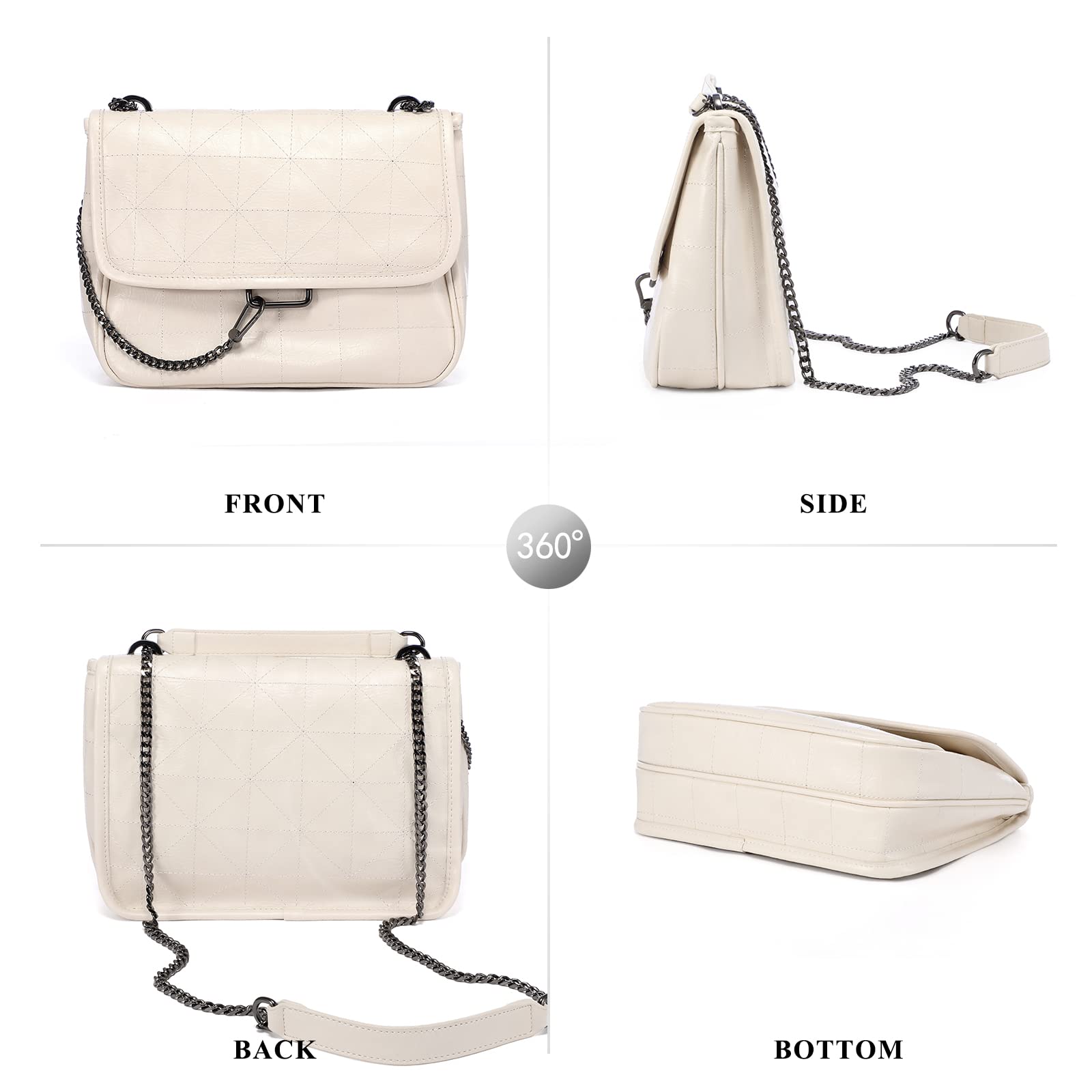 LOVEVOOK Quilted Crossbody Bags for Women Leather Shoulder Bag with Chain Strap