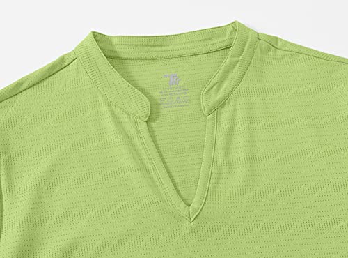 BASUDAM Women's Golf Polo Shirts V-Neck Short Sleeve Collarless Tennis Running T-Shirts Quick Dry Light Green XL
