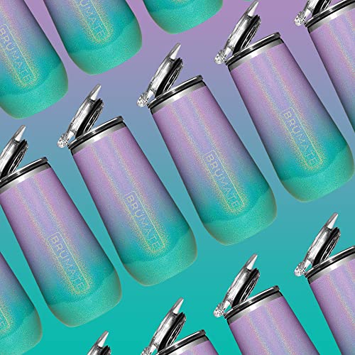 BrüMate 12oz Insulated Champagne Flute With Flip-Top Lid - Made With Vacuum Insulated Stainless Steel (Glitter Mermaid)