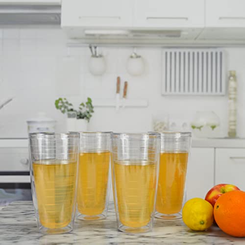 Boston Warehouse Insulated Plastic Tumblers, 24-Ounce, Set of 4, Clear Collection