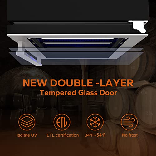 Ca'Lefort 15'' Beverage Refrigerator - 100 Cans Soda Beer Capacity Single Zone with Modern Touch Intelligent Digital 34°-54°F, Low Noise, Built in or Freestanding Wine Cooler for Home and Kitchen