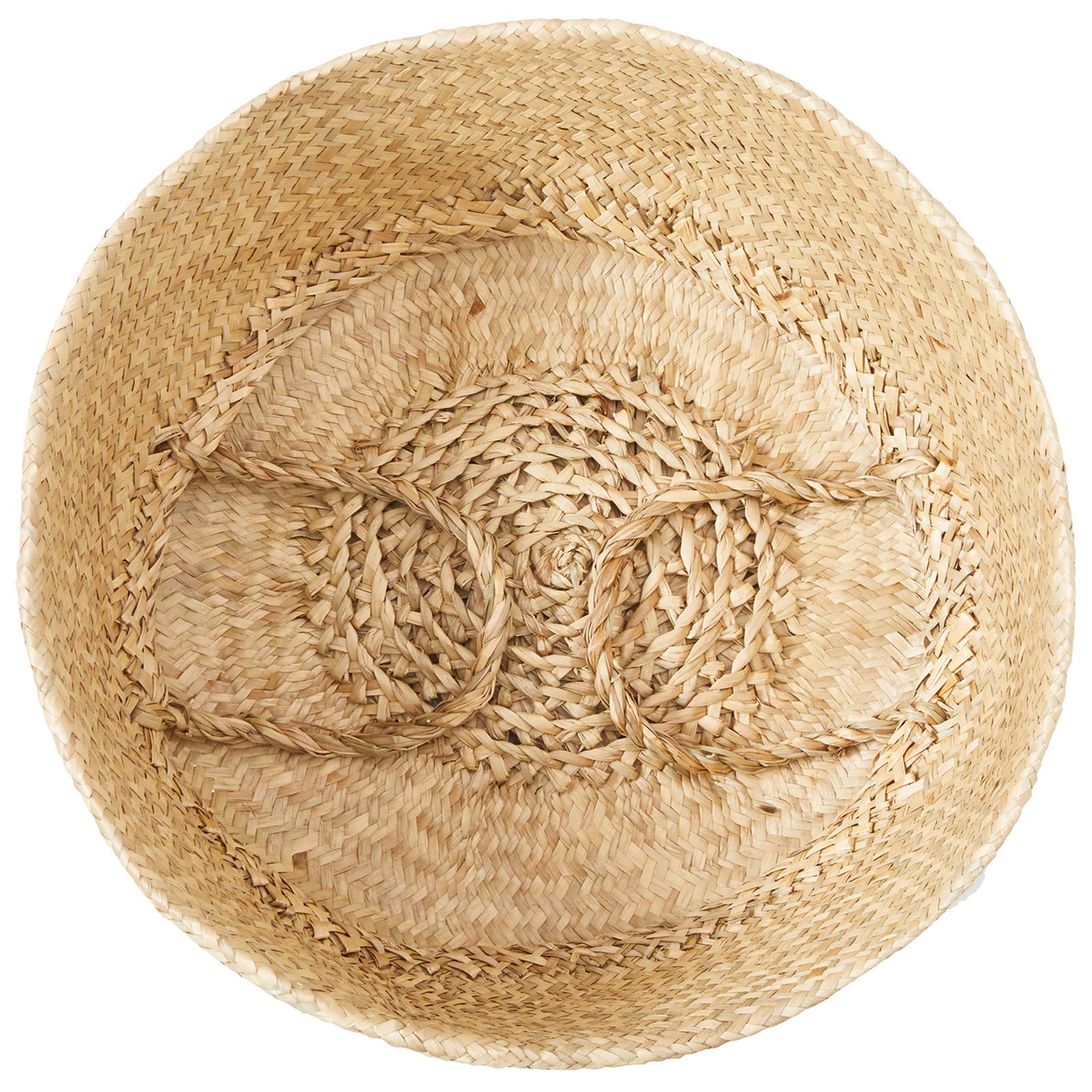 Americanflat Natural Hand-Woven Palm and Seagrass Belly Baskets (11" Tall)