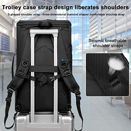 Asenlin Travel Backpack for Women Men,40L Large Carry on Backpack,17 Inch Laptop Backpack Flight Approved Water Resistant Sports Luggage for Casual Daypack Hiking Backpack-Black