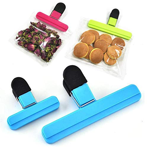 YAIKOAI 8 Pieces Large Chip Bag Clips Heavy Duty Food Sealing Clip Plastic Air Tight Seal Grip Plastic Bag Clamp for Bread Candy Chips Nuts Coffee Bags, Purple