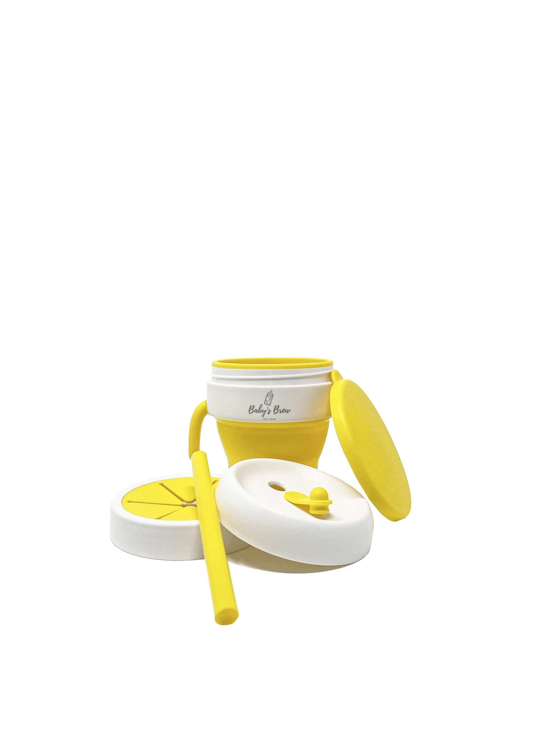 Baby's Brew The 2 in 1 Collapsible Snack and Straw Cup -Yellow