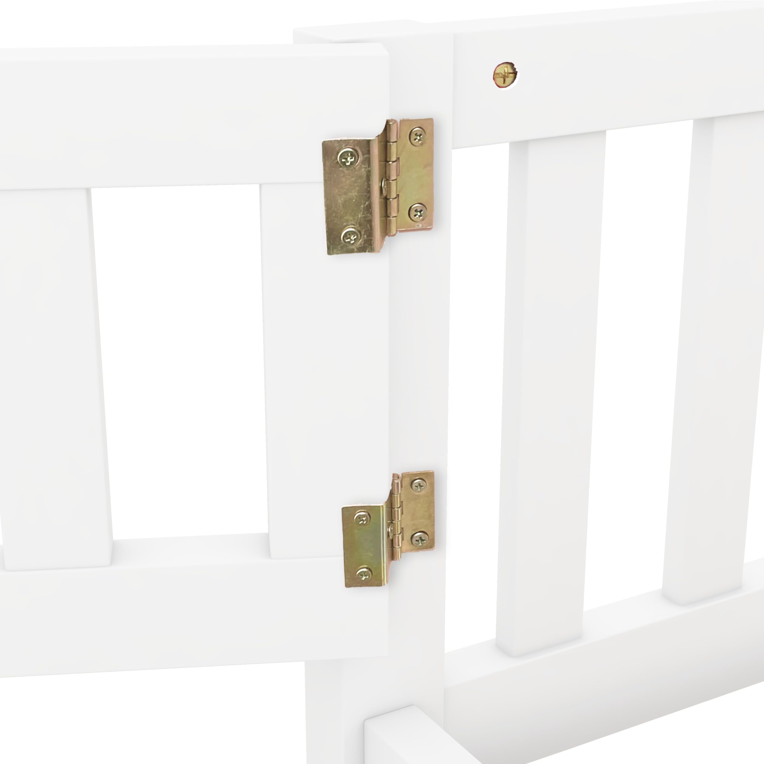 HomSof Full Size Bed Floor Bed with Safety Guardrails and Door for Kids,77.6''L x 55.9''W x 17.5''H, White